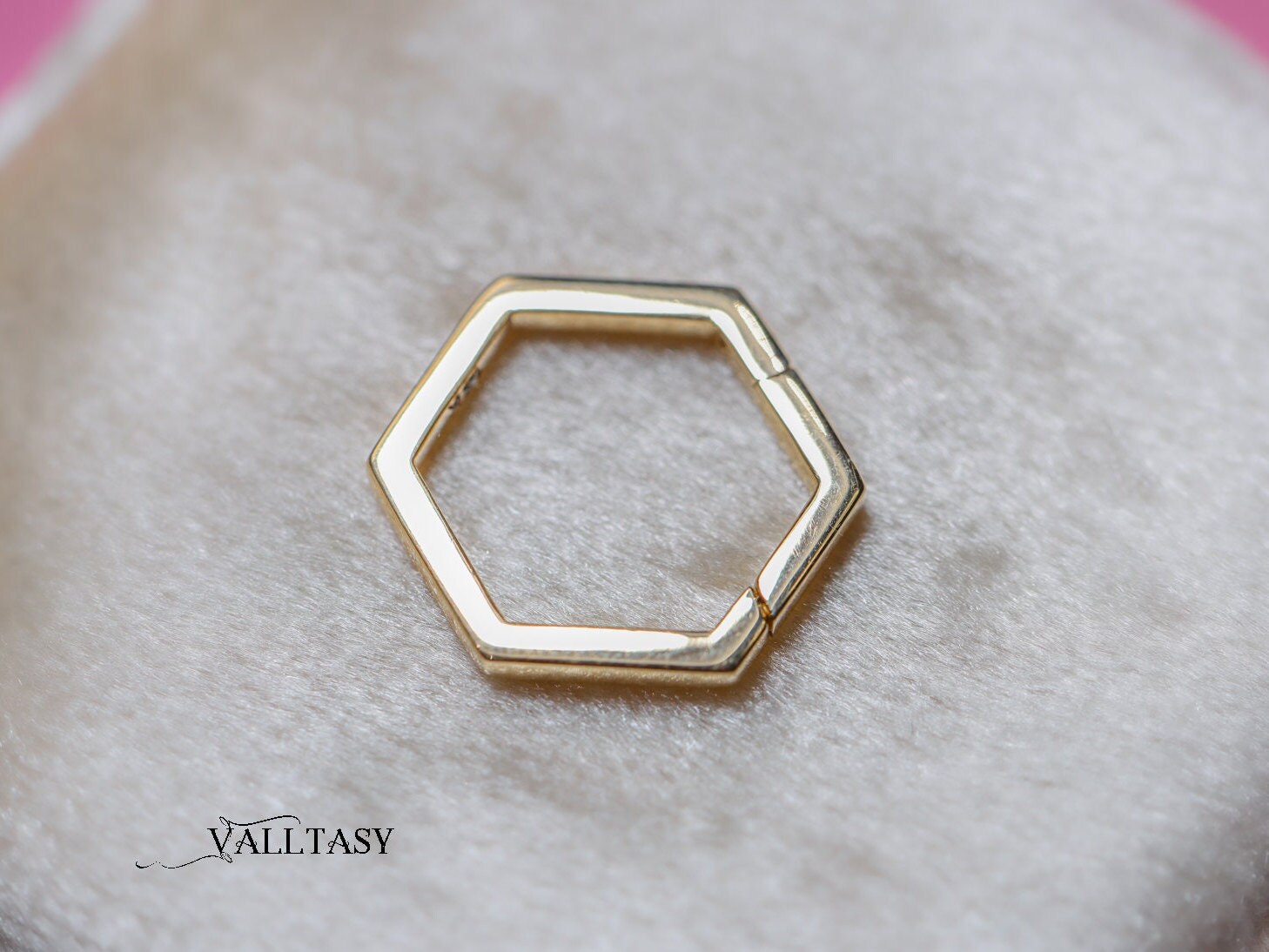 Solid Gold 14K Hexagon Connector - Valltasy