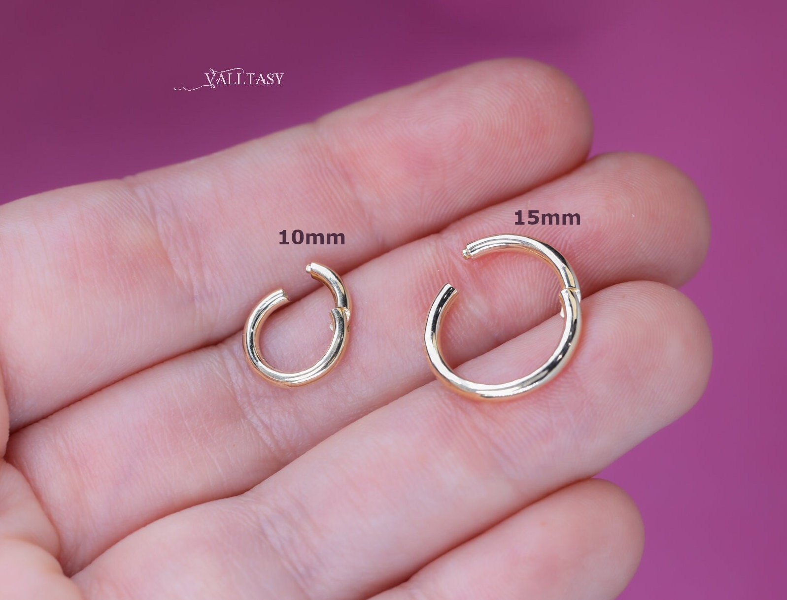 Solid Gold 14K Round Connector, Charm Holder, Push Lock - Valltasy